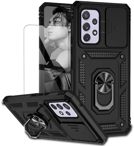 Case for Samsung Galaxy A53 5G Cover - Includes 2 Tempered Protective Films with Sliding Window ...