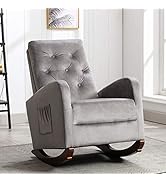 Amazon.com: KINFFICT Nursery Rocking Chair, Teddy Velvet Upholstered ...
