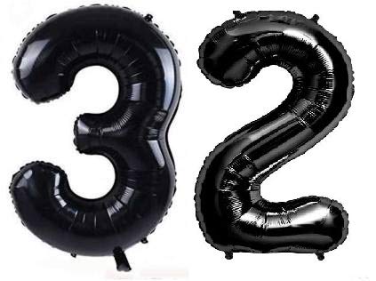 Haven's treasure Black Number 32 Balloons, 32th Birthday Party Balloons ...