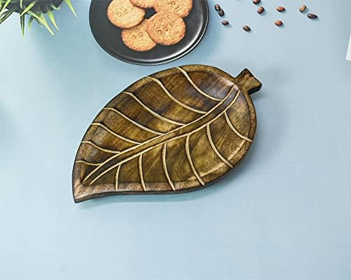 Amazon.com: Earthly Home Wooden Decorative Leaf Design Serving Tray ...