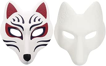 Amazon.com: SAFIGLE 2Pcs Mask Fox Cat Mask for Adults White Blank Fox ...