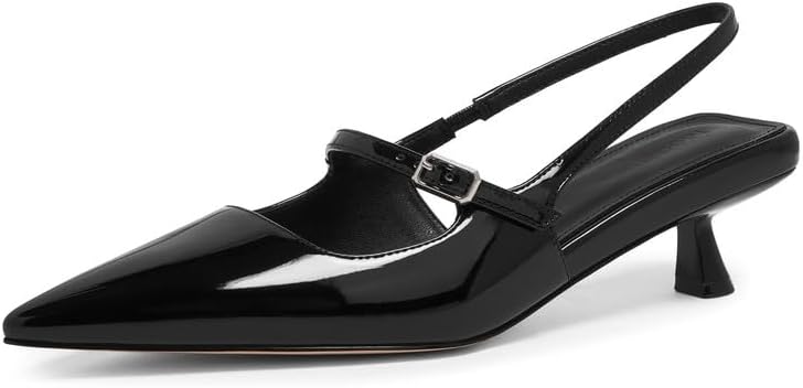 Modatope Kitten Heels Closed Toe Pointed Toe Slingback Heels Women ...