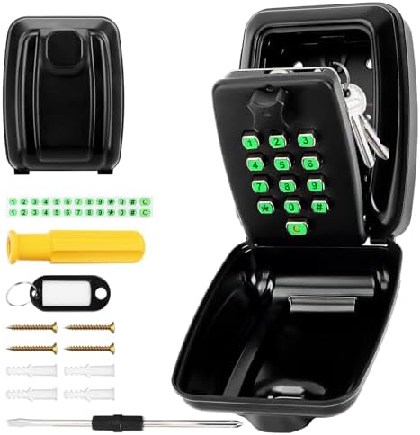 KTUEOV Key Boxes Wall Mounted, Key Safe Box With Light Up Dial 4 Digit ...