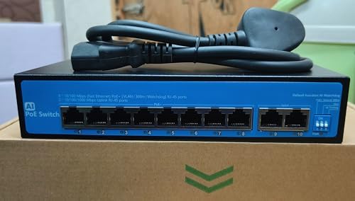 Hanutech Unmanaged 10 Ports Gigabit Fiber Switch, 2 Port RJ45 10/100 ...