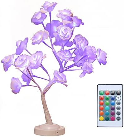 Amazon.com: Rose Tree Lamp,Light Up Rose Flower Tree Lamp with Remote ...