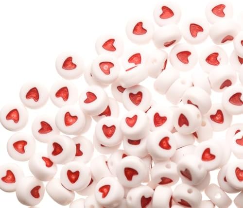 Amazon.com: Joez Wonderful 400pcs Red Heart Beads for Bracelets Jewelry ...