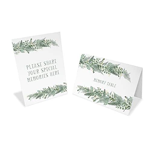 Set of 2 card signs 'memory table' & 'please share your special ...