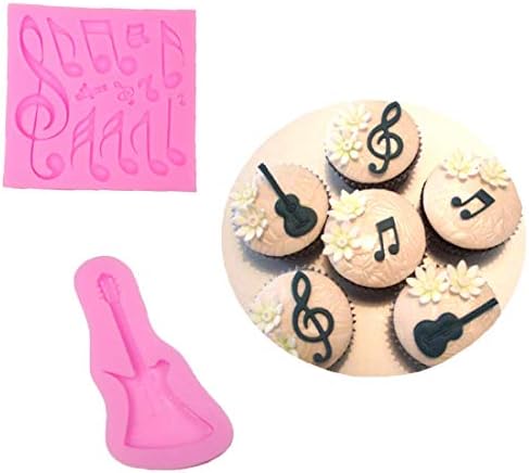 Amazon.com: Sijiangmold Music Note Silicone Mold Instrument Fondant ...