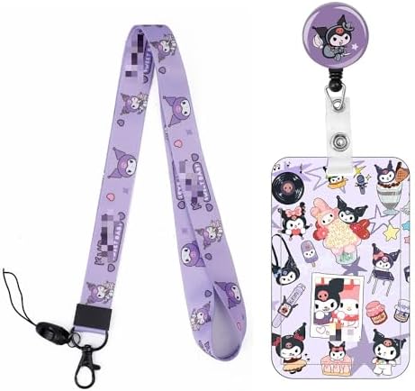 Amazon.com : Cartoon Kitty Lanyard Keychain with ID Badge Holder Kawaii ...
