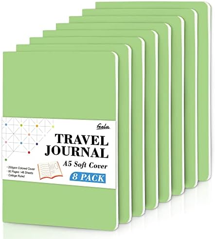 8 Pack Soft Cover Notebooks A5 Lined, Feela Journal Notebooks College ...
