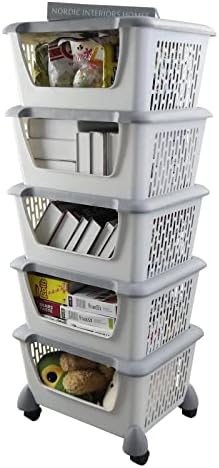 Amazon.com - Nihenok 5 Pack Plastic Stackable Storage Bins for Pantry ...