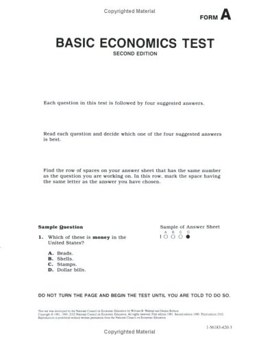 Amazon.co.jp: Basic Economics Test, Form A Test Booklets : 本