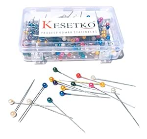KESETKO Pearl Head Pin, Paper Pin, (250 Peace) Cloth Pins 35 MM Long ...
