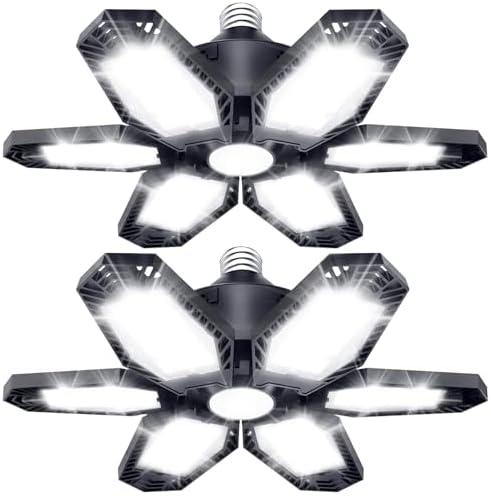 TANBABY 2 Pack LED Garage Lights, 150W Deformable Garage Light Bulb ...