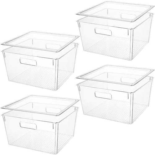 Amazon.com: Clear Extra Large Stackable Storage Bins with Lids, Plastic ...
