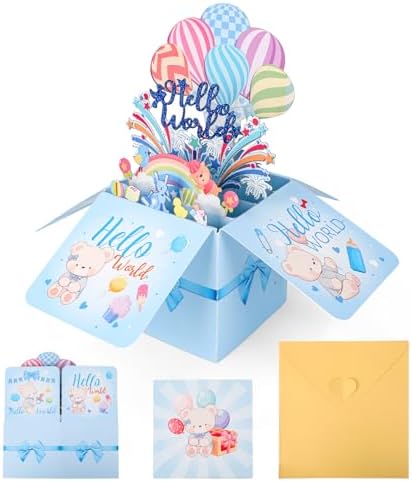 Amazon.com: Penitue Hello World 3D Pop Up Baby Shower Card, Hello New ...