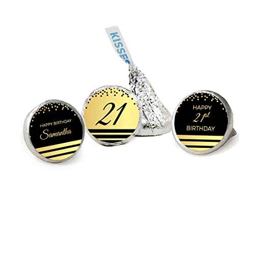 Amazon.com: Elegant Black and Gold Personalized 21st Birthday Favor ...