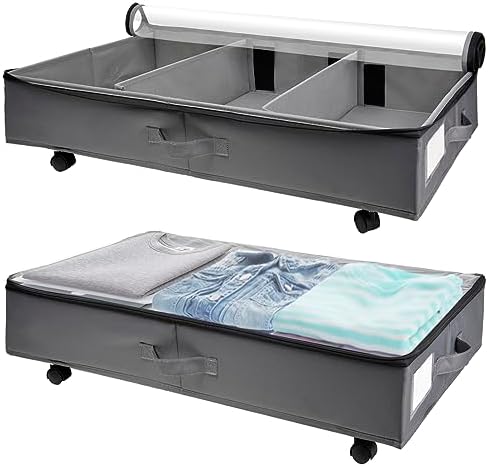 Amazon.com: Under Bed Storage Containers with Wheels, Large Underbed ...