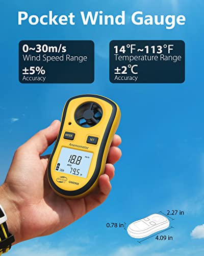BENETECH Handheld Anemometer, Digital Wind Speed Meter Air Flow Meter ...