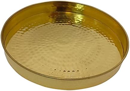 Pure Source India Brass Hammered Thali/Tray, 1-Piece, Gold, Round, Pack of 1 (10 inch) : Amazon ...