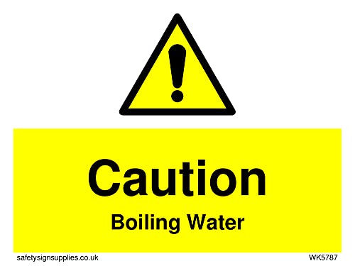 Pack of five – Boiling Water safety warning with exclamation in warning ...