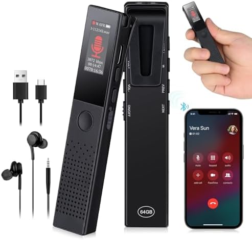 Amazon.com: 64GB Digital Voice Recorder with Playback: Voice Activated ...