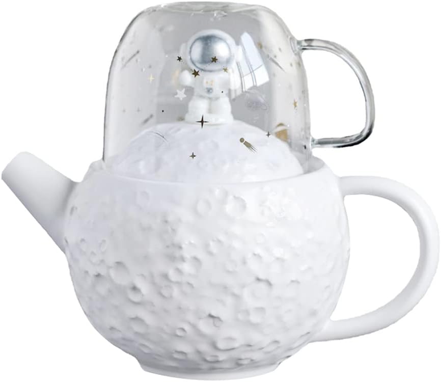 Amazon.com | 123Arts Teapot for One Set, Astronaut Moon Teapot Set with ...