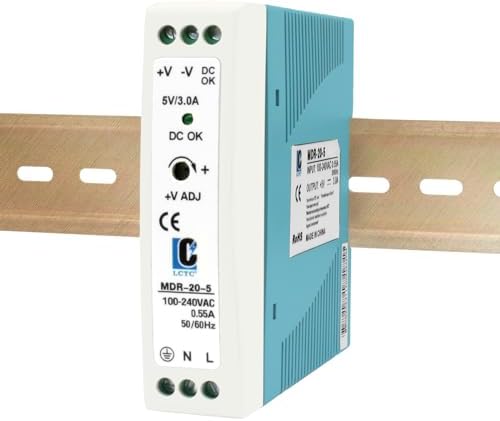 Amazon.com: LCLCTC Power Supply 5V 3A Din Rail(Input:100-240VAC,Output ...