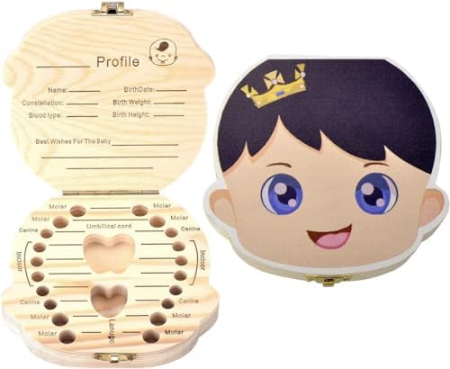 AweMonk Baby First Tooth Fairy Box, Wooden Baby Boy Tooth Keepsake Box ...