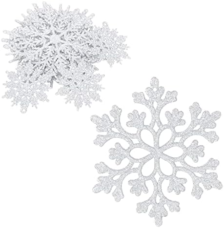 MIAHART 12 inches Large White Snowflakes Ornaments 6 Pack Big Plastic ...