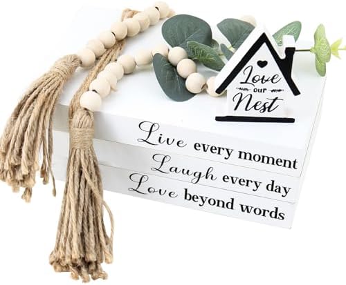 Amazon.com: 3 Piece Decorative Books Set White Home Decor Coffee Table ...