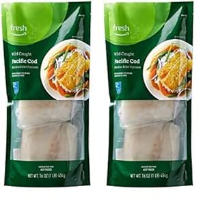 Amazon.com: Amazon Fresh Brand, Wild Caught Pacific Cod Skinless Fillet ...