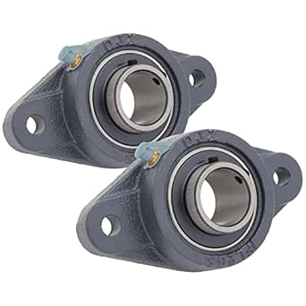 [2-Pack] UCFL206-20 - 2-Bolt Flange-Mount Ball Bearing Unit, Insert Bearing UC206-20, Cast Iron ...