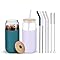 Amazon.com: WillCome 20oz Glass Cups with Lids and 3 Types of Straws ...