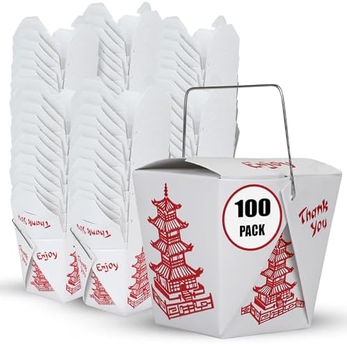 Amazon.com: Nitial 150 Pcs 8 oz Chinese Take out Boxes Pagoda Take out ...