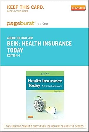 Buy Health Insurance Today Pageburst on Kno Retail Access Code: A ...