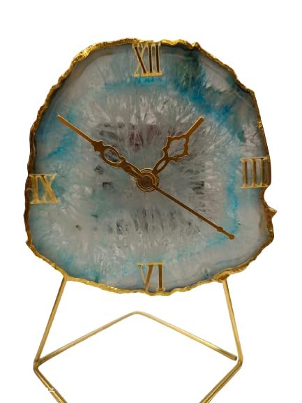 Buy AM Stone Blue Agate Stone and Metal Stand Clock (Green) Online at ...