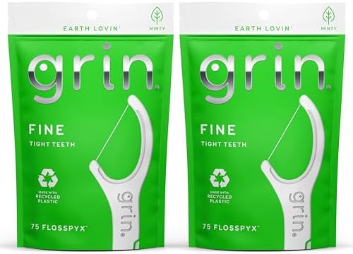Amazon.com : GRIN Fine Flosspyx, Floss Picks, 75 Count, Dental Flossers ...