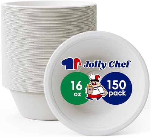 Amazon.com: JOLLY CHEF 156 Count Paper Bowls 16 oz Soak Proof and Cut ...