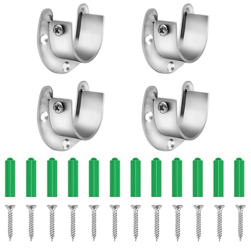 4 Pcs Wardrobe Rail Bracket, Round Tube Bracket Cabinet Tube Rod ...