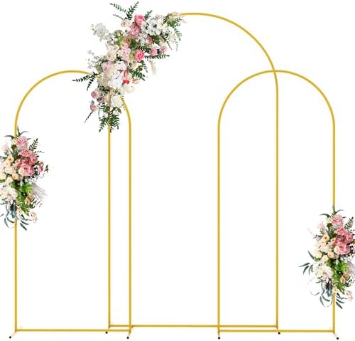 Amazon.com : Metal Wedding Arch Backdrop Stand,3-Piece Gold Arch ...