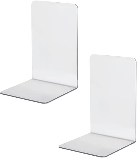 Amazon.com: 2 PCS Clear Bookends Acrylic Book Ends for Heavy Books Non ...