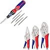 WORKPRO 12-in-1 Ratcheting Multi-Bit Screwdriver&3-piece Locking Pliers ...