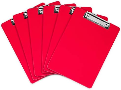 6 Coloured Plastic Clipboards | Strong 12.5 x 9 Inch (A4 Size) Multi ...