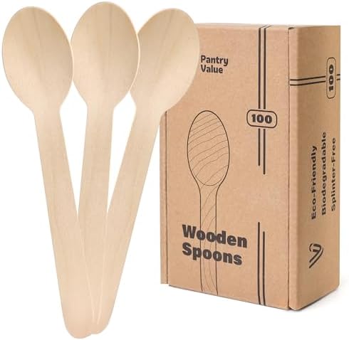 Amazon.com: 500 Wooden Spoons, Disposable Wooden Cutlery Set ...