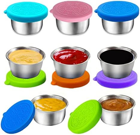 8Pcs Salad Dressing Container To Go, Small Stainless Steel Condiment ...