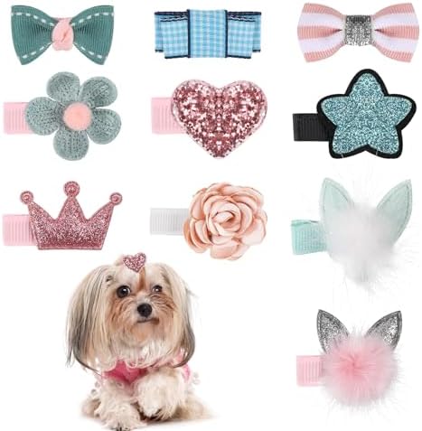 Amazon.com : 12 Pcs Girl Dog Hair Bows Small Dog Hair Clips Cute Dog ...