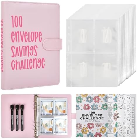 Amazon.com : 100 Envelope Savings Challenge Binder, 100 Envelopes Money ...