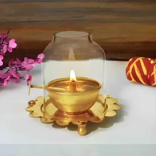 Buy Flickkerbox Akhand Jyot Brass Diya Lamp with Adjustable Batti ...