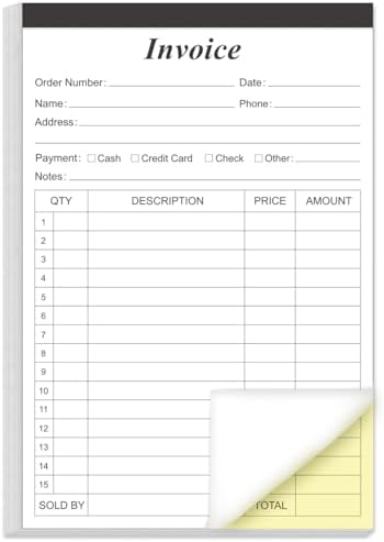 Amazon.com : Invoice Receipt Book with Cardboard 2-Part Carbonless, 5.5 ...